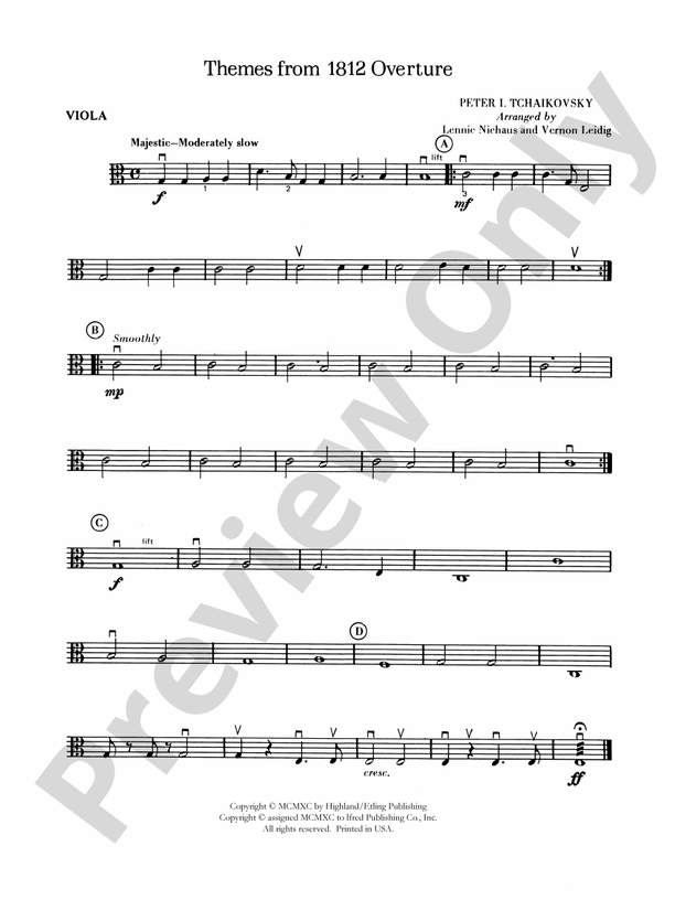 Themes from the 1812 Overture: Viola: Viola Part - Digital Sheet Music ...