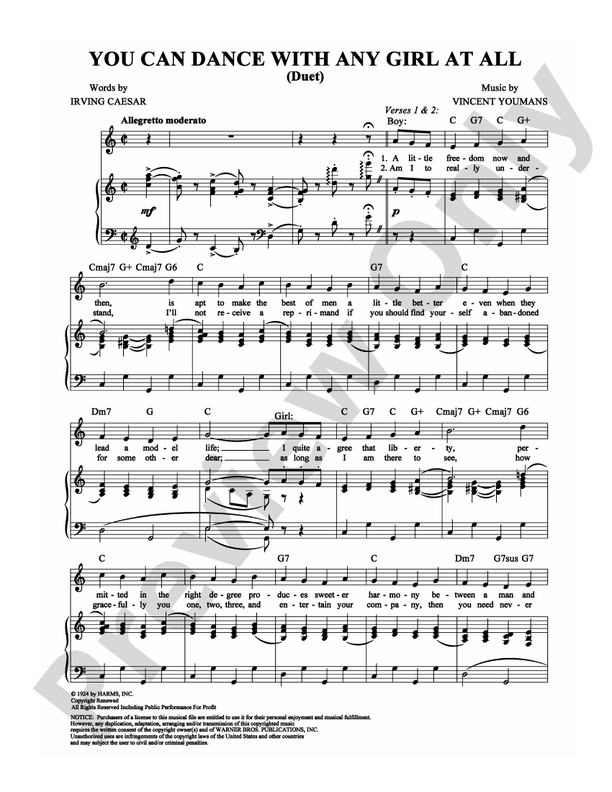 You Can Dance With Any Girl At All Pianovocalchords Vincent Youmans Digital Sheet Music