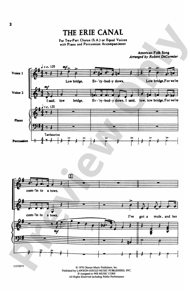 Erie Canal: 2-Part Choral Octavo - Digital Sheet Music Download