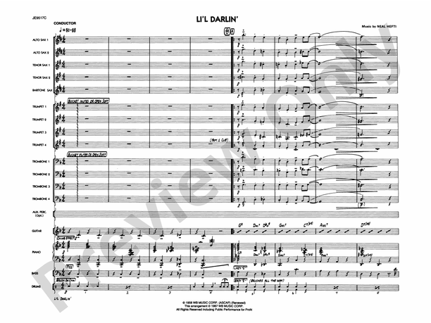 Li'l Darlin': Jazz Ensemble Conductor Score & Parts: Neal Hefti ...