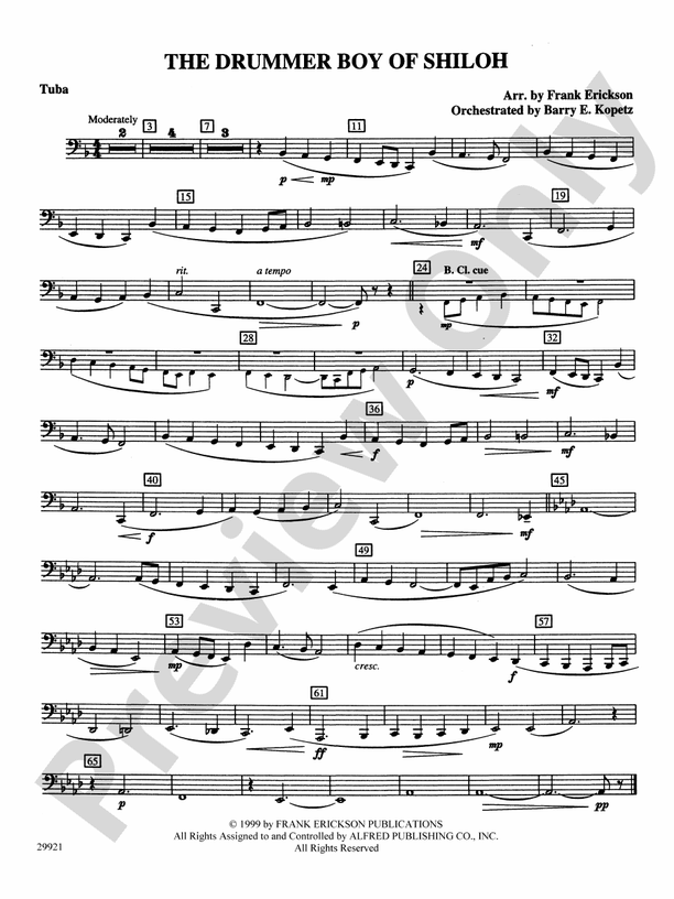 The Drummer Boy of Shiloh: Tuba: Tuba Part - Digital Sheet Music Download