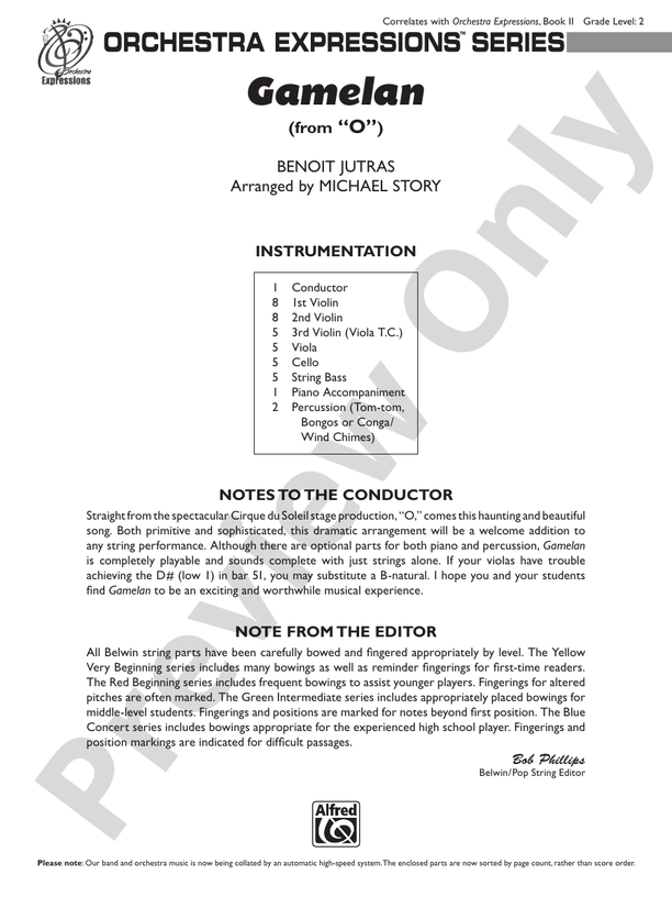 Gamelan (from Cirque du Soleil's "O"): Score: String Orchestra Score - Digital Sheet Music Download