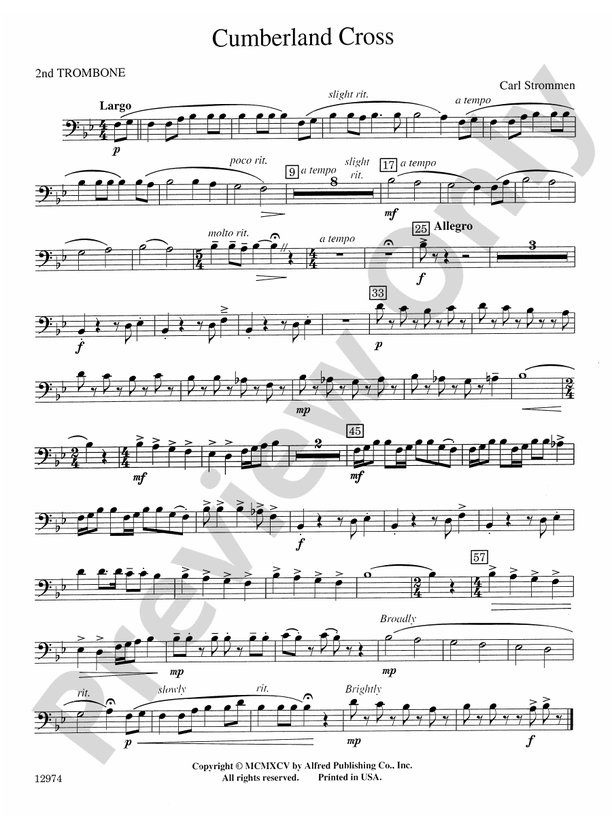 Cumberland Cross: 2nd Trombone: 2nd Trombone Part - Digital Sheet Music ...