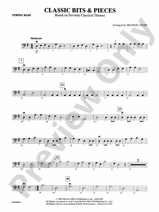 Classic Bits & Pieces: String Bass: String Bass Part - Digital Sheet ...