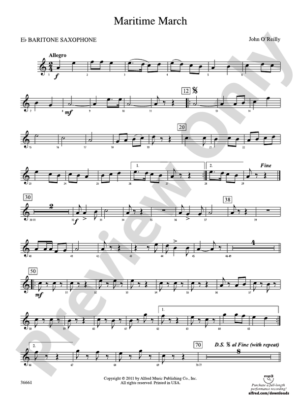 Maritime March: E-flat Baritone Saxophone: E-flat Baritone Saxophone Part - Digital Sheet Music ...