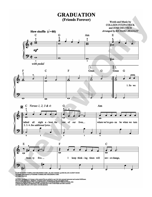 Graduation (Friends Forever): Easy Piano: Vitamin C - Digital Sheet ...