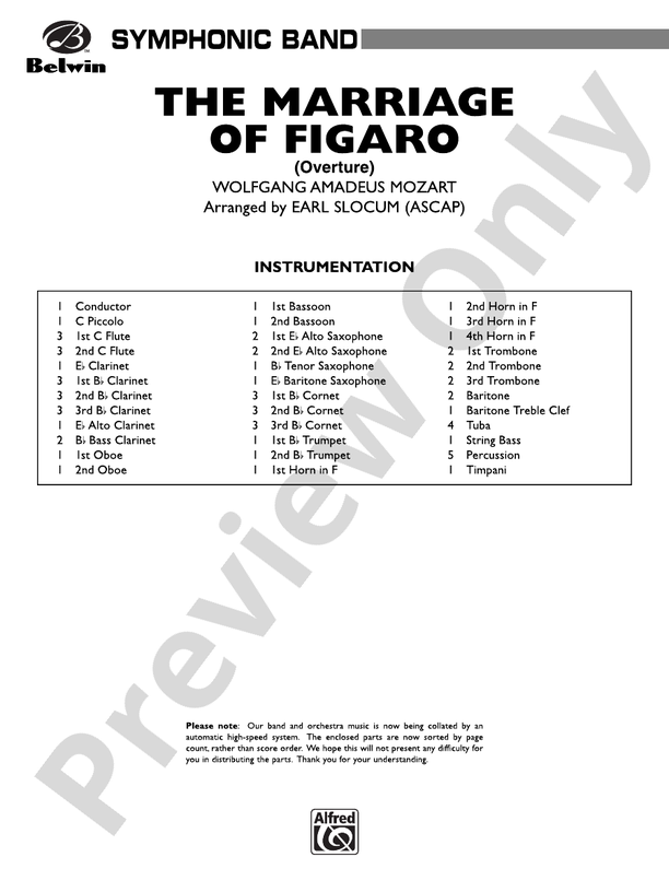 The Marriage of Figaro Overture: Score: Concert Band Score - Digital ...