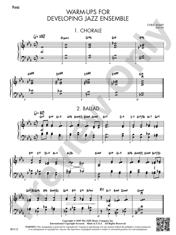 Warm-Ups for Developing Jazz Ensemble: Piano: Piano Part: Chris Sharp ...