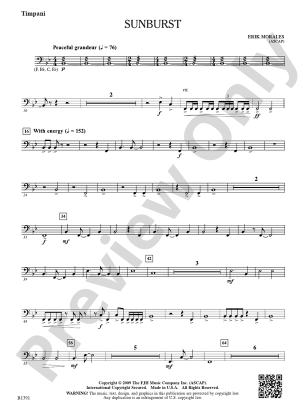 Sunburst: Timpani: Timpani Part: Erik Morales - Digital Sheet Music ...