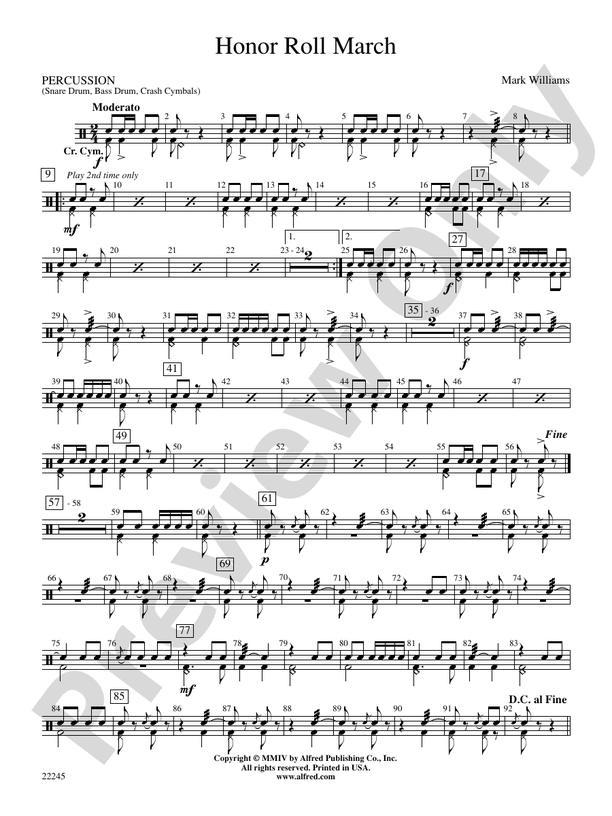 Honor Roll March: 1st Percussion: 1st Percussion Part - Digital Sheet ...