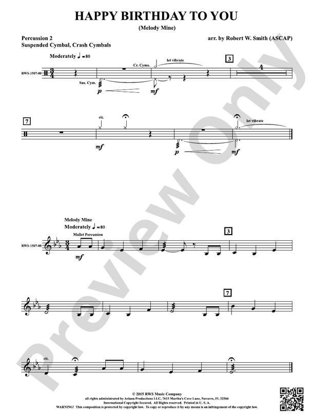 Happy Birthday to You: 2nd Percussion: 2nd Percussion Part - Digital ...