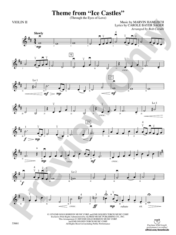 Ice Castles, Theme from (Through the Eyes of Love): 2nd Violin: 2nd ...