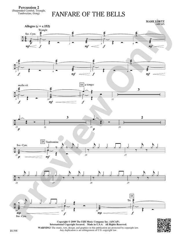 Fanfare of the Bells: Percussion 2: Percussion 2 Part: Mark Lortz ...