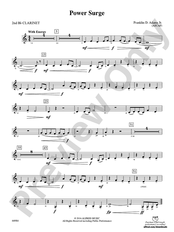 Power Surge: 2nd B-flat Clarinet: 2nd B-flat Clarinet Part - Digital ...