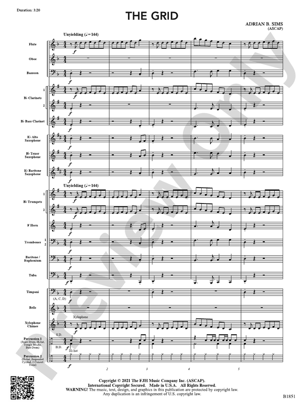 The Grid: Score: Concert Band Score: Adrian B. Sims - Digital Sheet ...