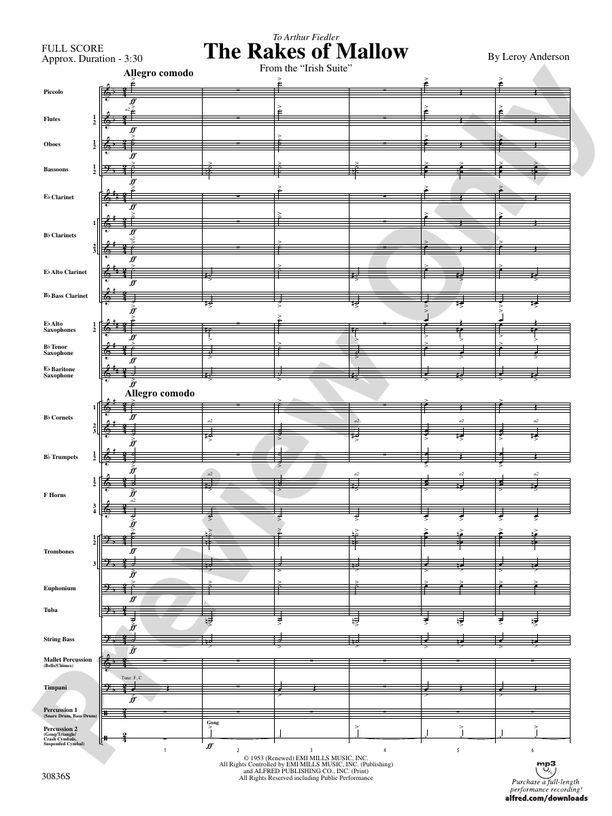 The Rakes of Mallow (from the Irish Suite): Score: Concert Band Score ...