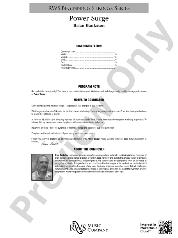Power Surge: Score: String Orchestra Score: Brian Bankston - Digital ...