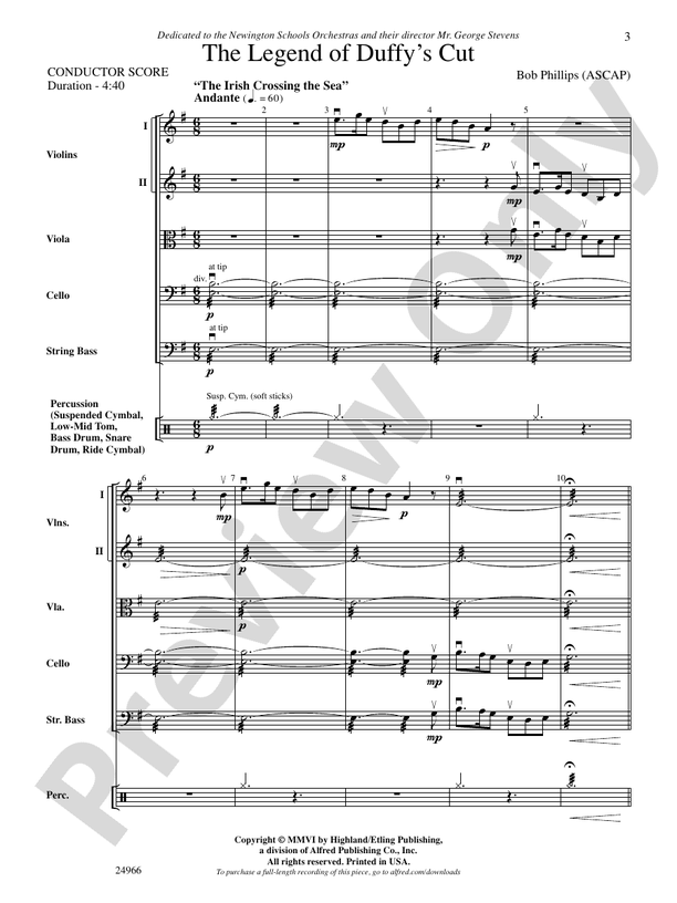 The Legend of Duffy's Cut: Score: String Orchestra Score - Digital ...