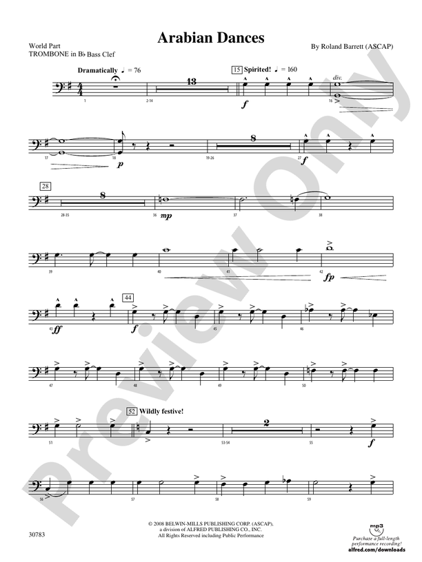 Arabian Dances Wp 1st B Flat Trombone B C Wp 1st B Flat Trombone