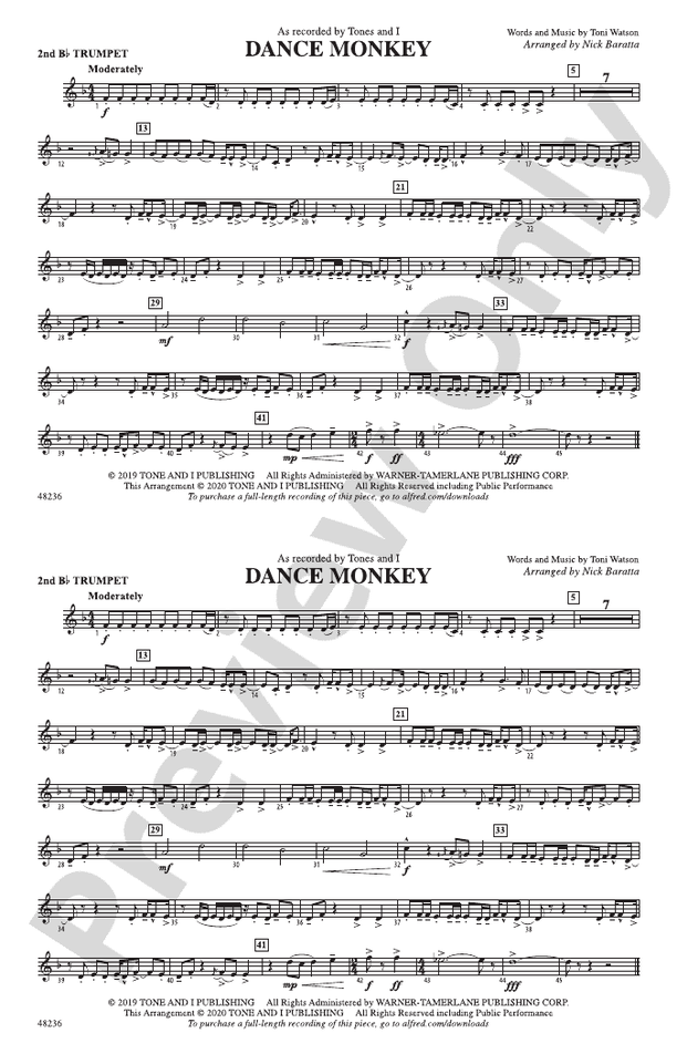 Dance Monkey: 2nd B-flat Trumpet: 2nd B-flat Trumpet Part - Digital ...
