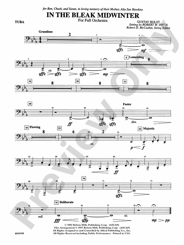 In the Bleak Midwinter: Tuba: Tuba Part - Digital Sheet Music Download