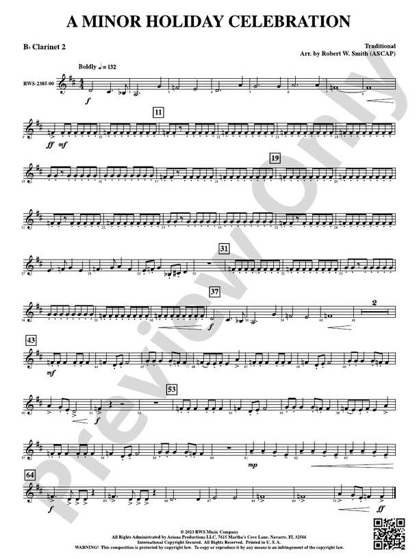 A Minor Holiday Celebration: 2nd B-flat Clarinet: 2nd B-flat Clarinet ...