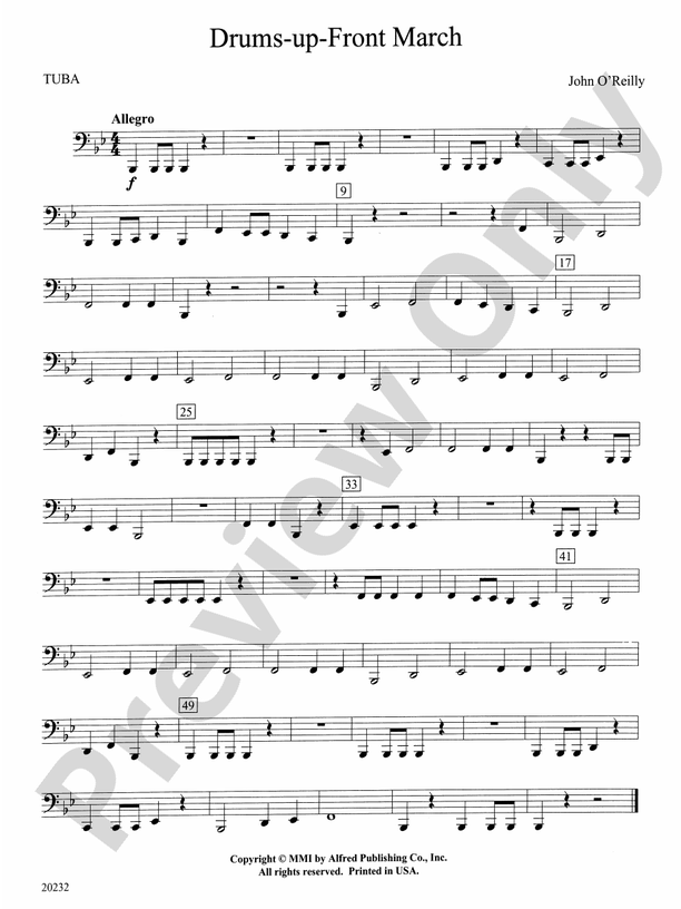 Drums-up-Front March: Tuba: Tuba Part - Digital Sheet Music Download