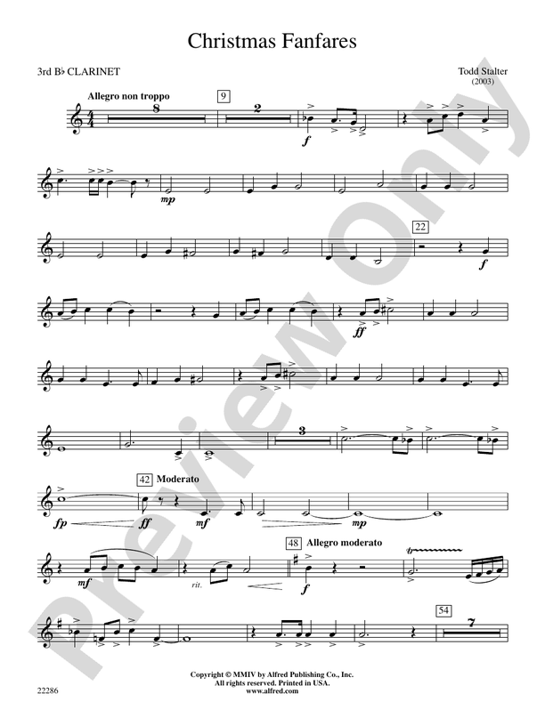Christmas Fanfares: 3rd B-flat Clarinet: 3rd B-flat Clarinet Part ...