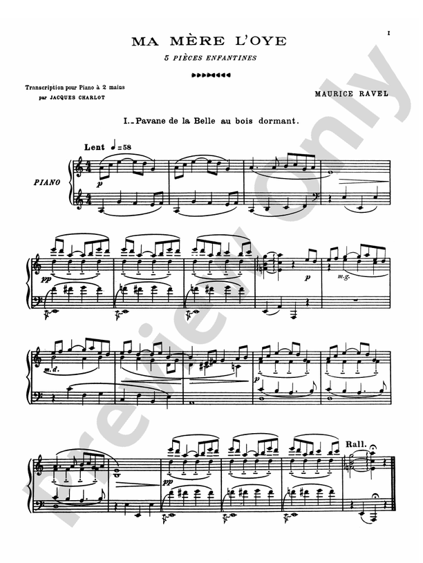 Ravel: Ma Mère l'oye (Mother Goose Suite): Piano: Maurice Ravel - Digital Sheet Music Download