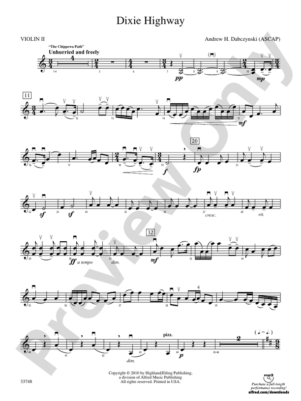 Dixie Highway: 2nd Violin: 2nd Violin Part - Digital Sheet Music Download
