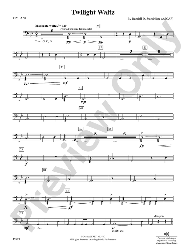 Twilight Waltz: Timpani: Timpani Part - Digital Sheet Music Download