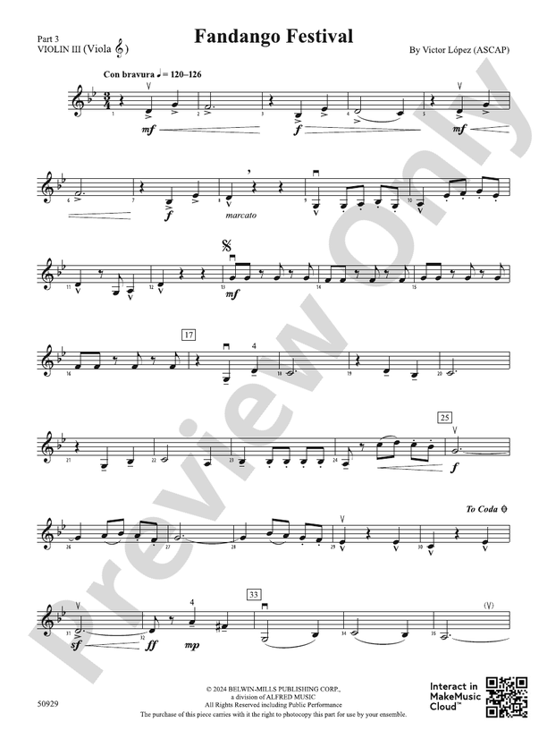 Fandango Festival: Part 3 - Violin I: Part 3 - Violin I Part - Digital ...