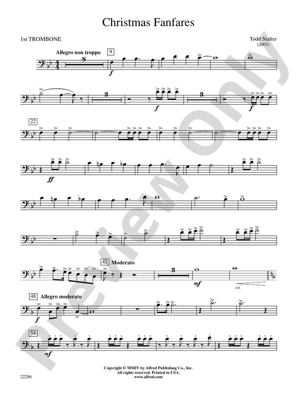 Christmas Fanfares: 1st Trombone: 1st Trombone Part - Digital Sheet ...