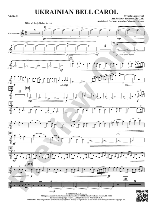 Ukrainian Bell Carol: 2nd Violin: 2nd Violin Part - Digital Sheet Music Download
