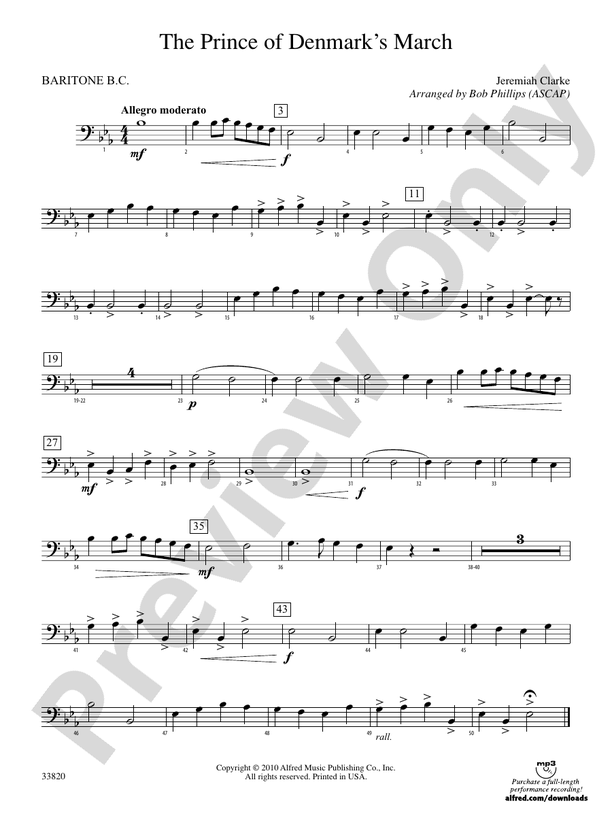 The Prince of Denmark's March: Baritone B.C.: Baritone B.C. Part ...