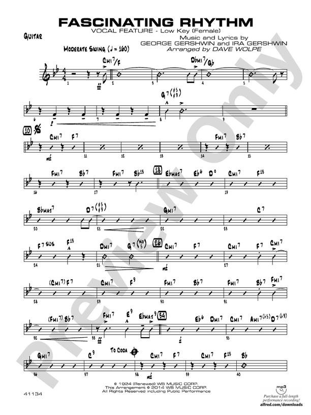 Fascinating Rhythm: Guitar: Guitar Part - Digital Sheet Music Download