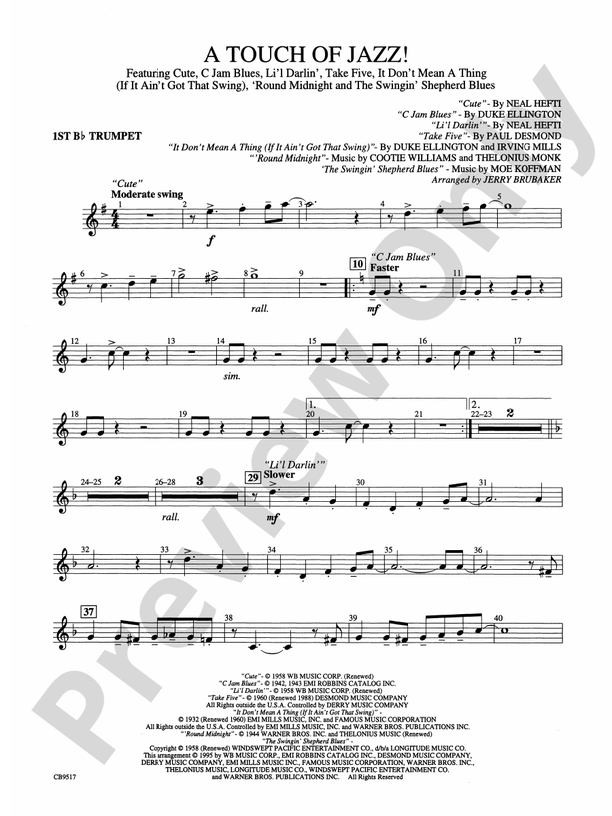 A Touch of Jazz!: 1st B-flat Trumpet: 1st B-flat Trumpet Part - Digital ...