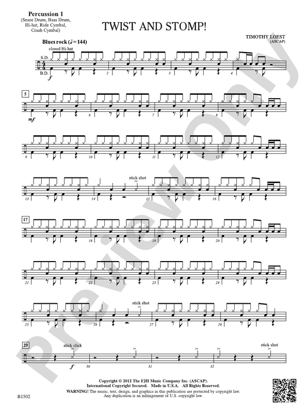 Twist and Stomp!: Percussion 1: Percussion 1 Part: Timothy Loest - Digital Sheet Music Download