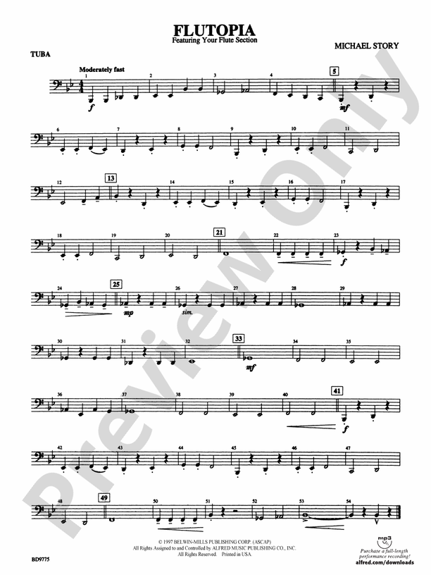 Flutopia (featuring your Flute Section): Tuba: Tuba Part - Digital Sheet Music Download