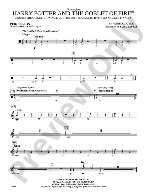 Harry Potter and the Goblet of Fire,™ Themes from: 1st Percussion: 1st ...