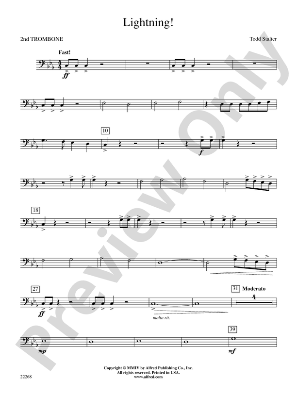 Lightning!: 2nd Trombone: 2nd Trombone Part - Digital Sheet Music Download