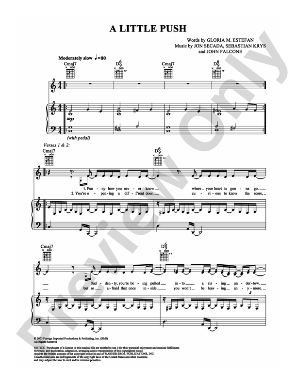 A Little Push: Piano/Vocal/Chords: Gloria Estefan - Digital Sheet Music Download
