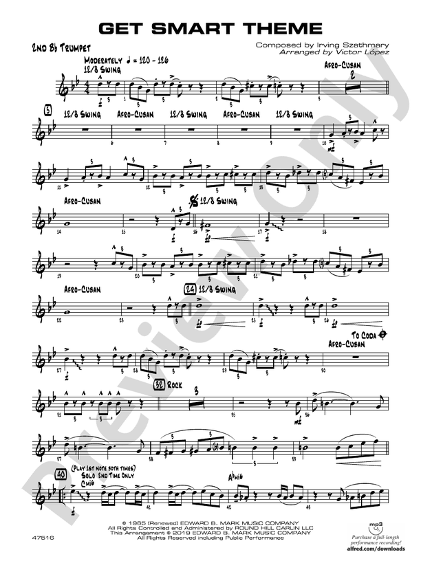 Get Smart Theme: 2nd B-flat Trumpet: 2nd B-flat Trumpet Part - Digital Sheet Music Download