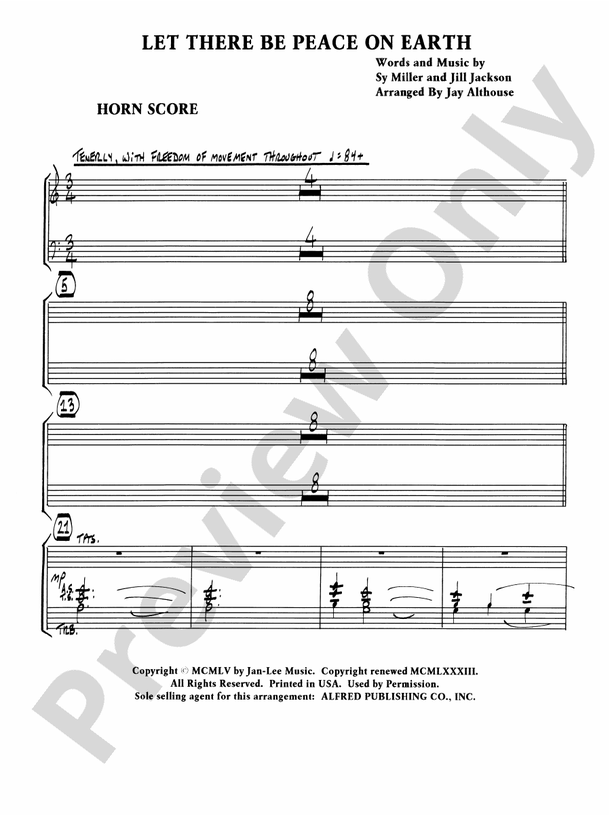 Let There Be Peace on Earth: 1st F Horn: 1st F Horn Part - Digital ...