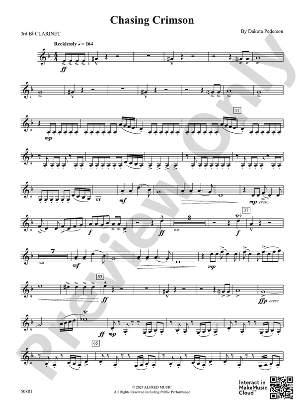 Chasing Crimson: 3rd B-flat Clarinet: 3rd B-flat Clarinet Part ...