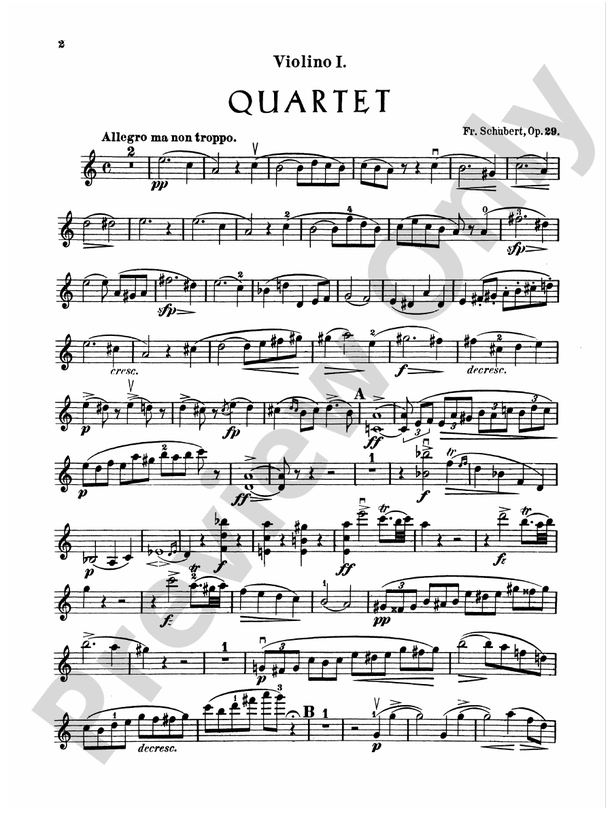 String Quartets, Volume I: Op. 29; Op. 125, Nos. 1 & 2; Op. Posth. in D Minor: 1st Violin: 1st ...