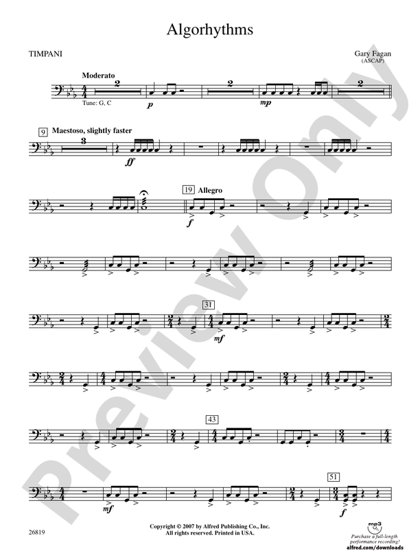 Algorhythms: Timpani: Timpani Part - Digital Sheet Music Download