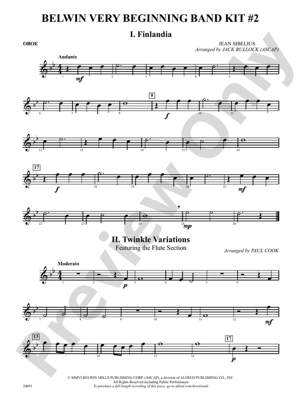 Belwin Very Beginning Band Kit #2: Oboe: Oboe Part - Digital Sheet ...