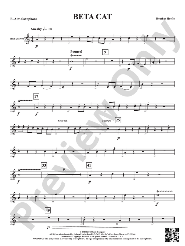 Beta Cat: 1st E-flat Alto Saxophone: 1st E-flat Alto Saxophone Part ...