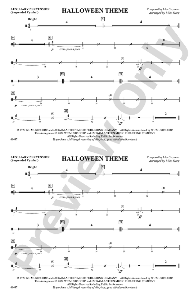 Halloween Theme: Auxiliary Percussion: Auxiliary Percussion Part ...